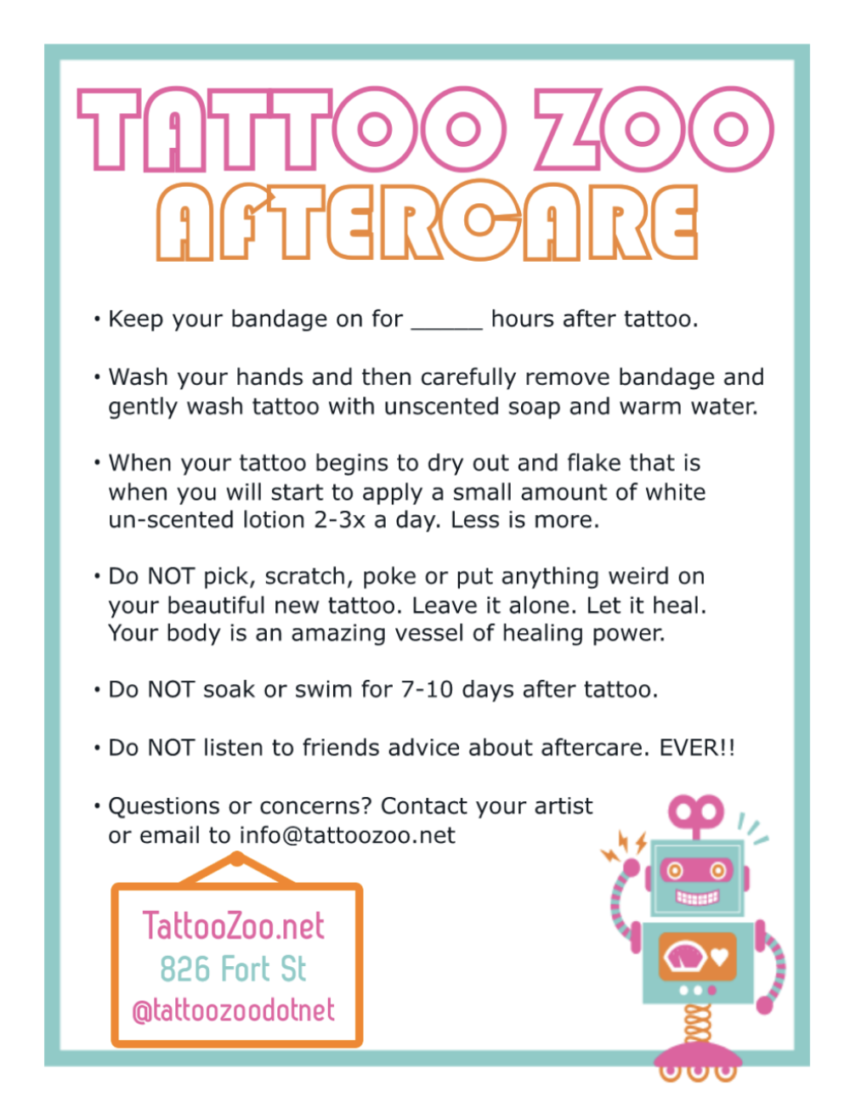 Aftercare Tattoo Zoo